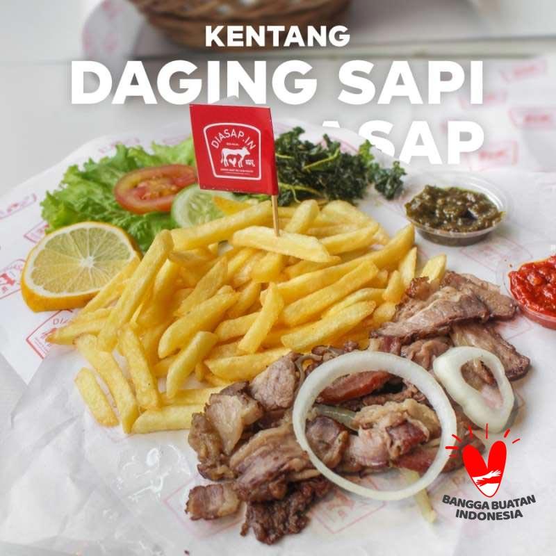 Jual Diasapin Kentang Sei Sapi Asap Sambal Chili Oil | Daging Asap Sapi ...