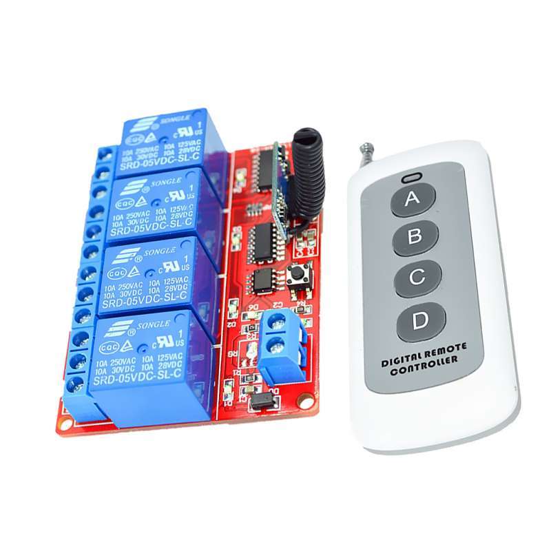 Promo 5V 4 Channel Switch Relay Driving Module Board + 4 Key Remote ...