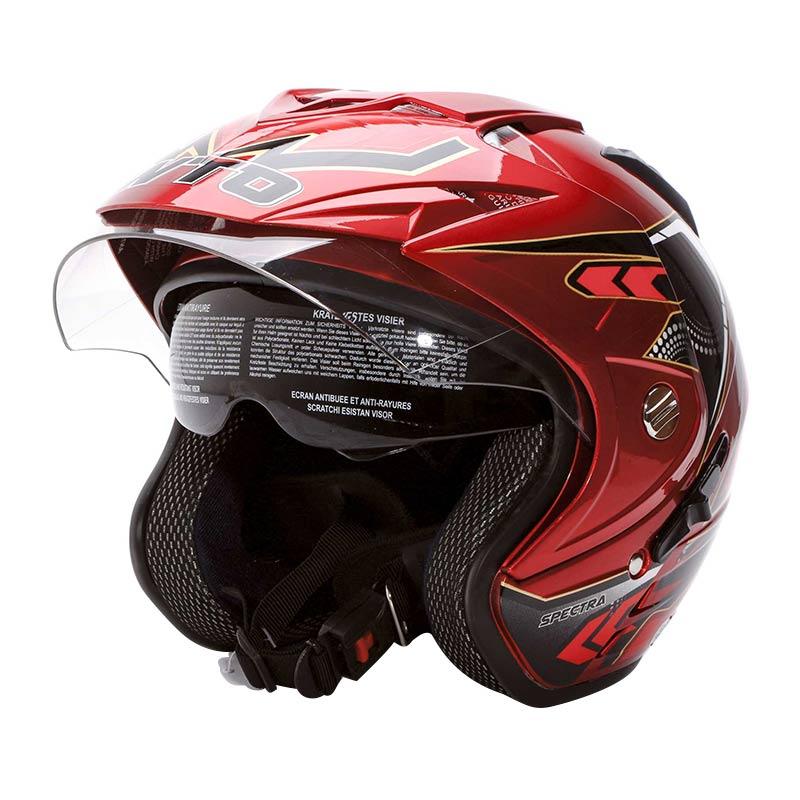 Jual WTO Helmet Impressive Spectra Double Visor Helm Half Face - Candy ...