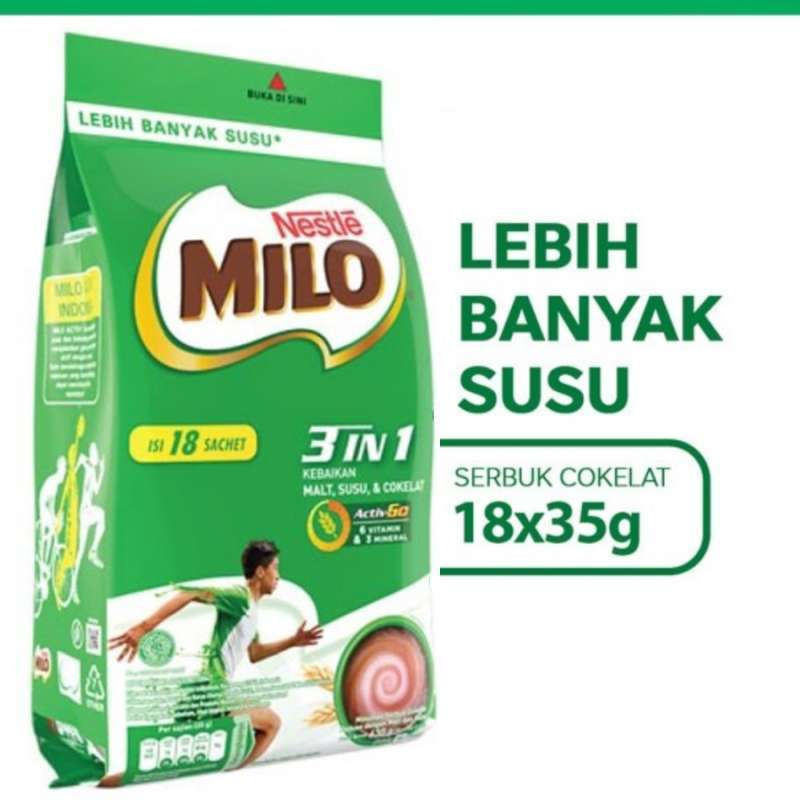 Jual MILO 3 in 1 3in1 sachet polybag 20X35 gram isi 20 @35gram susu ...