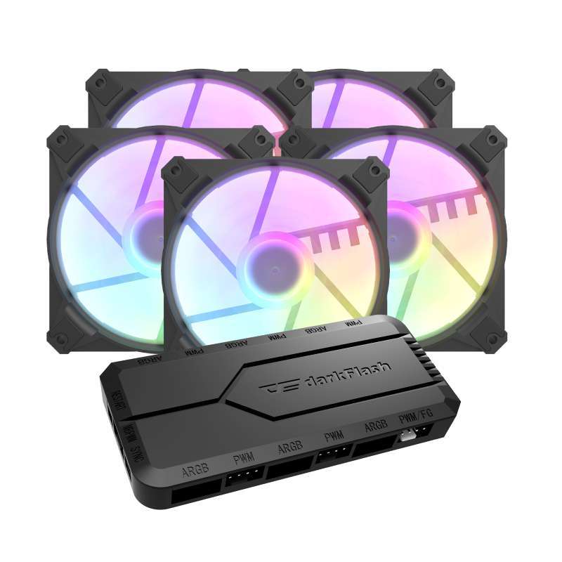 Jual Paket darkFlash CX6 RGB Fan [5 Fan] + RC2 PWM Controller - Hitam ...
