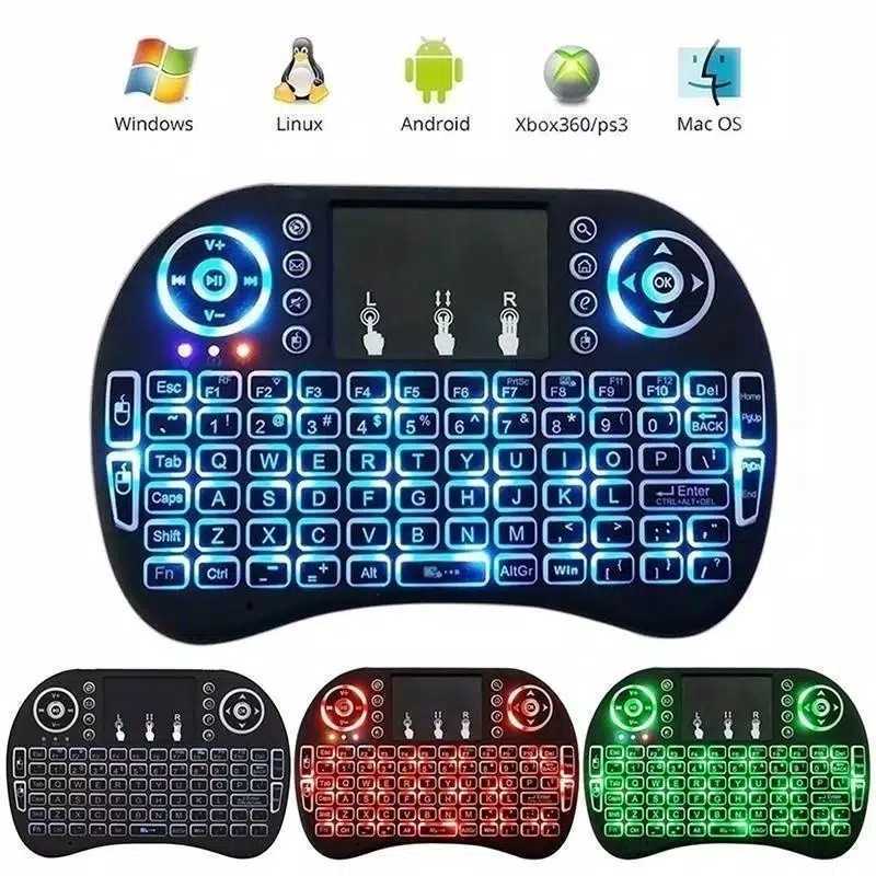Jual i8 Keyboard Mini Led Wireless Touchpad Mouse 2.4G 7 warna blacklit ...