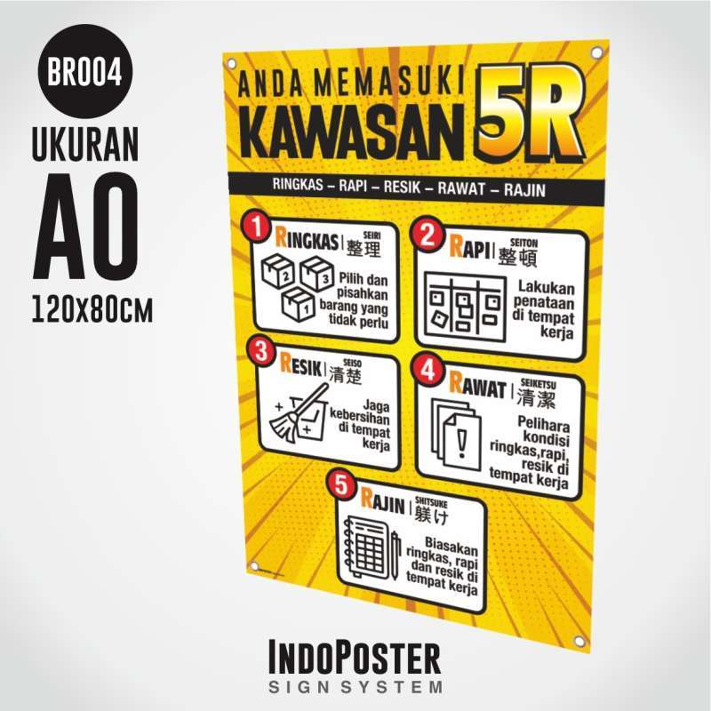 Promo Spanduk Banner A0 120x80cm Safety K3 Anda Memasuki Kawasan Kaizen ...