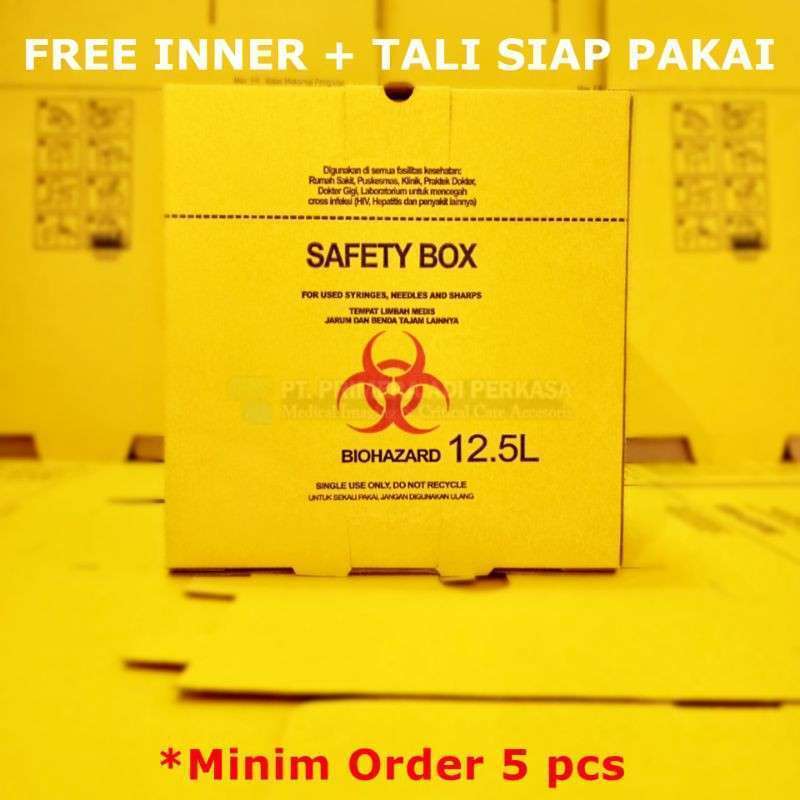 Jual Safety Box Medis 12 5 Liter Biohazard Inner+Tali Komplit Tempat ...