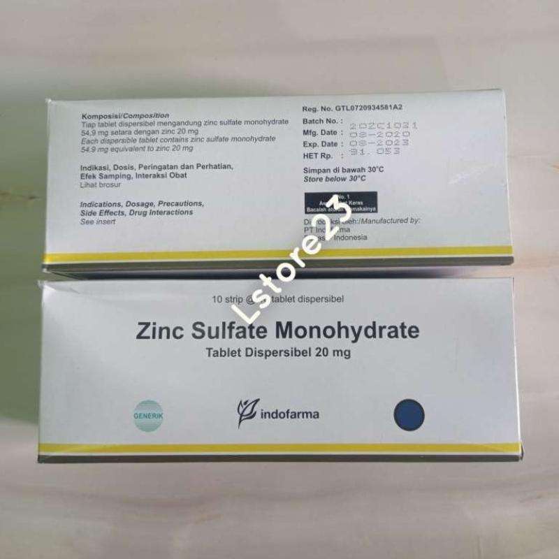 Jual zinc sulfate 20mg box isi 100 tablet di Seller Ariel Farma - Pal ...