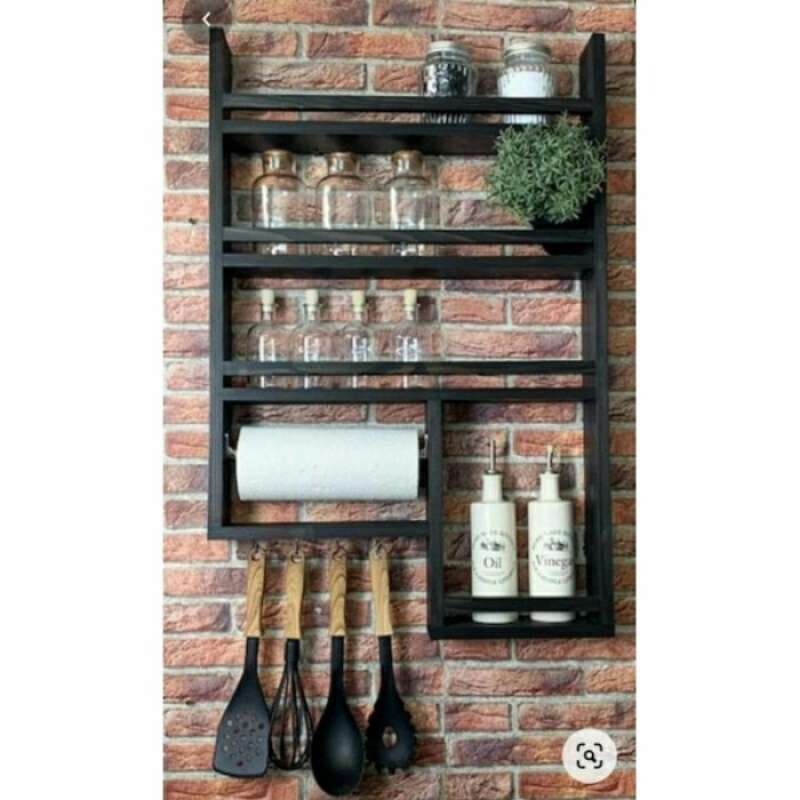 Promo rak bumbu gantung dinding rak kayu jati belanda minimalis gantung ...