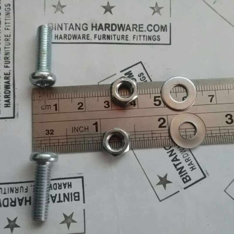 Promo Baut JP 6X20 mm Set Mur Putih Ring Plat Murah Isi 10 Pasang ...