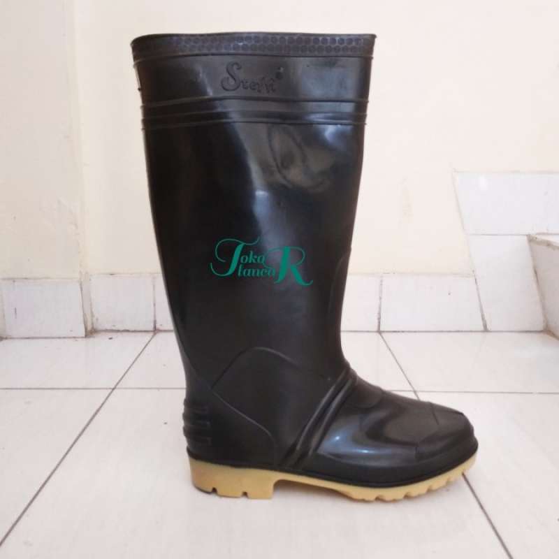 Jual Sepatu Boots Proyek Safety Pria Wanita Model Tinggi Karet Hitam ...