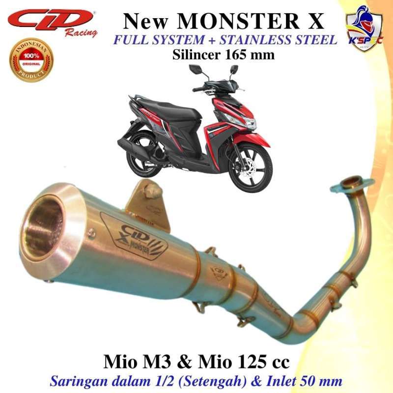 Jual Knalpot Cld Racing Type New Monster X 165 Mm Seri Mio M3 & Mio 125 ...