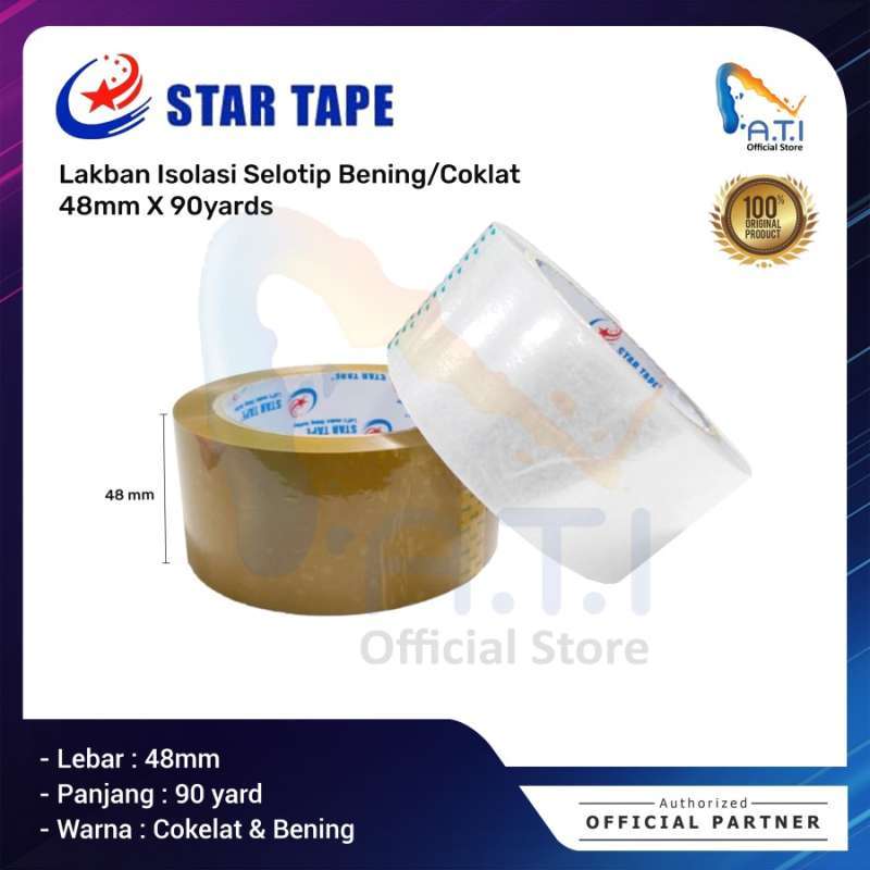 Jual STAR TAPE Lakban Isolasi Selotip Bening/Coklat Setara DAIMARU 48X90 di Seller ATI Store ...