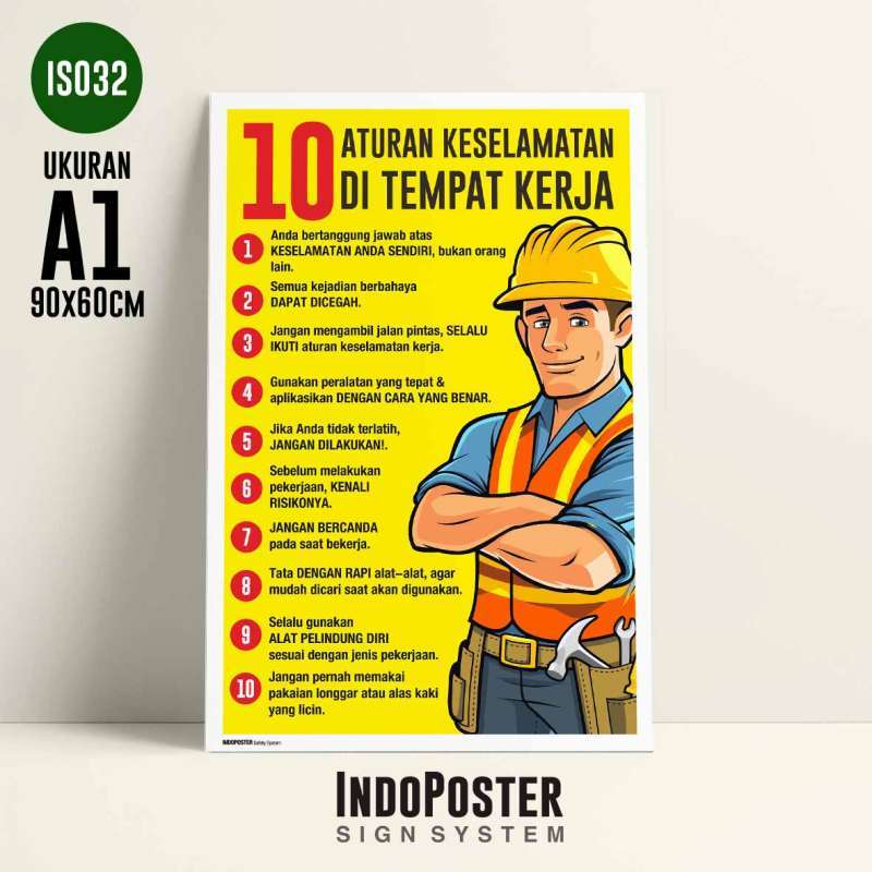 Jual Poster K3 Safety 10 Aturan Keselamatan di Tempat Kerja Tanpa Frame ...