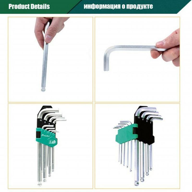Jual Pro'skit Hw-229b Kunci L Ball Point Long Arm Hex Key Set [original ...