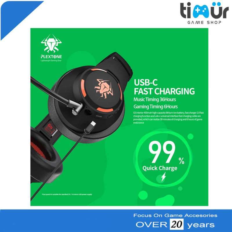 Jual Plextone G5 Gaming Headset Foldable Wireless With Enc Mic - Grey ...