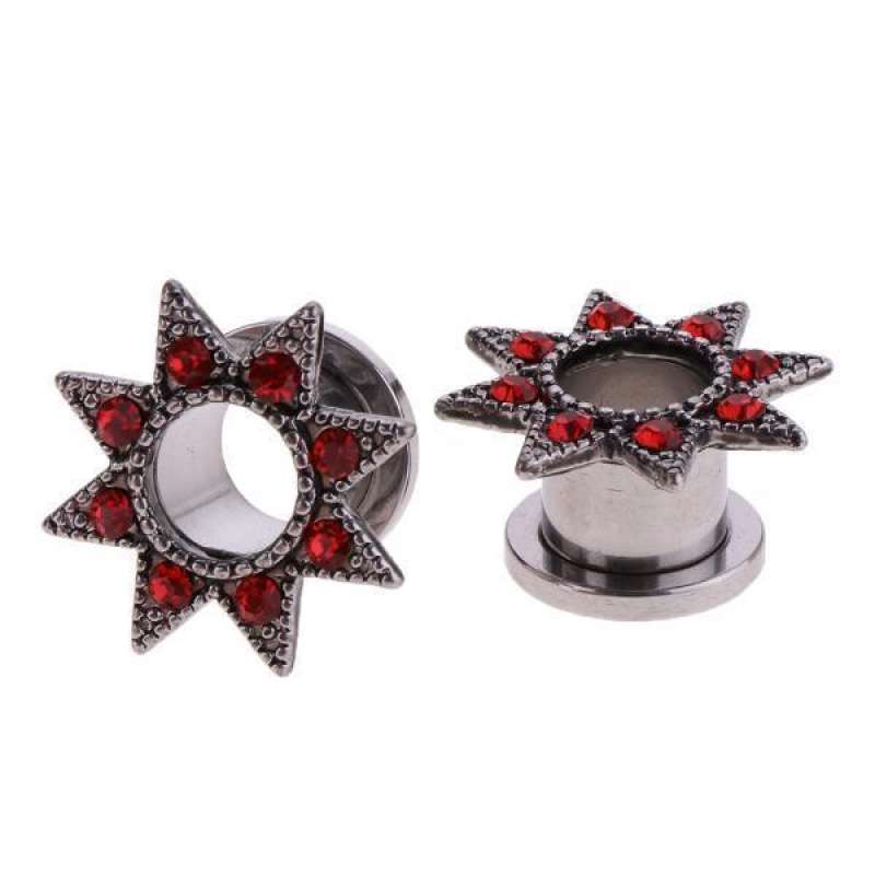 Jual 6x1 Pair Stainless Steel Screw Ear Gauges Flesh Tunnels Plugs