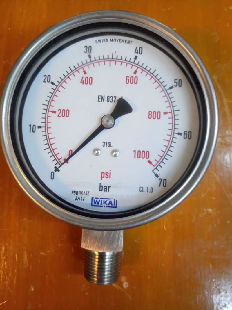 Promo WIKA Pressure Gauge 232.50.100 Range 70 bar 2nd scale psi Diskon ...