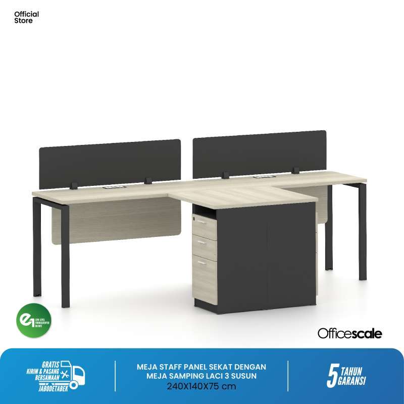 Jual Officescale Meja Kerja Kantor T Shape Sejajar 2 Orang + Meja ...