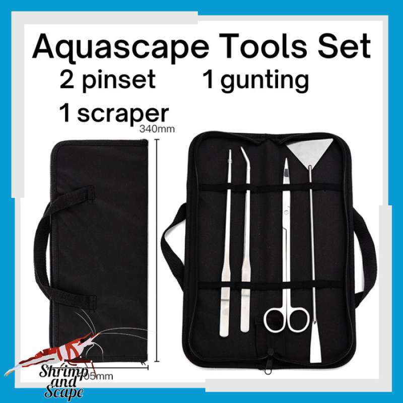 Promo 4 in 1 Tas Tools Set Aquascape Gunting Pinset Scraper Maintenance ...