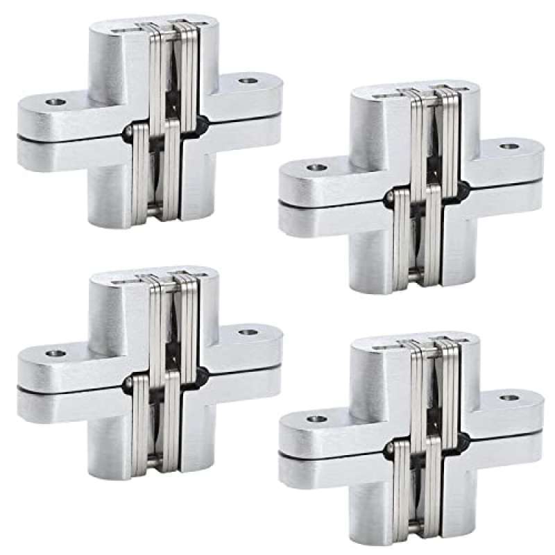 Jual 4 Pack Hidden Hinge Invisible Hinge, Silver Concealed Cross Hinge ...