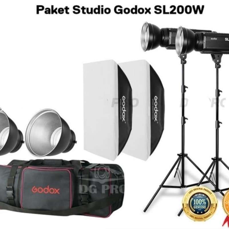 Jual Paket Studio Godox SL200W SL200II Lightstand Softbox Tas - LED ...