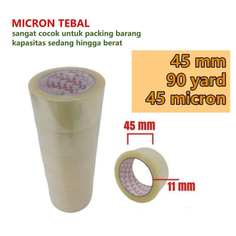 Promo AliMaMa - LAKBAN 45 MM x 90 YARD - Selotip 2 Inch Isolasi Bening ...