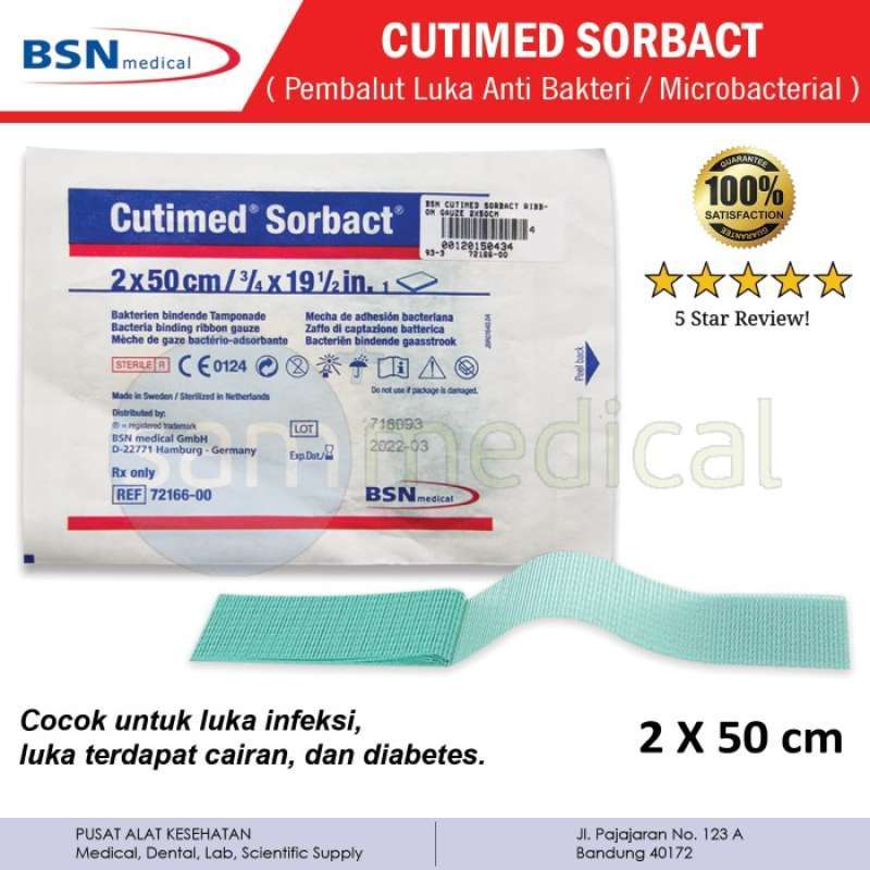 Jual BSN CUTIMED SORBACT RIBBON GAUZE 2 X 50 CM / PEMBALUT LUKA di ...