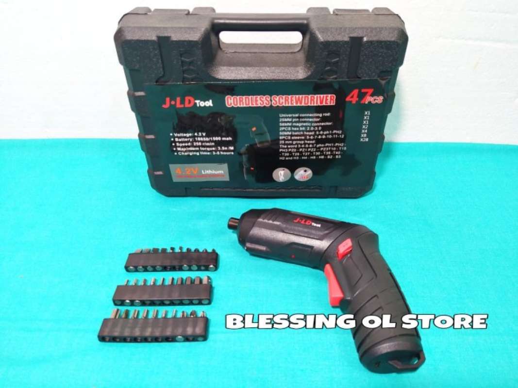 Promo BOR OBENG LISTRIK / BOR 4,2V / BOR OBENG SET 47PC Jld Diskon 27% ...