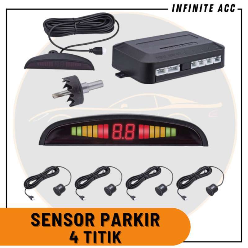 Promo Sensor Parkir Mundur Mobil 4 Titik HITAM Indikator LED Warning ...