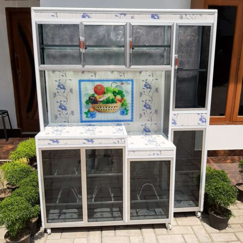 Promo rak piring alumunium 4 pintu tiang warna kaca riben plat alumunium - Multicolor Diskon 23% ...