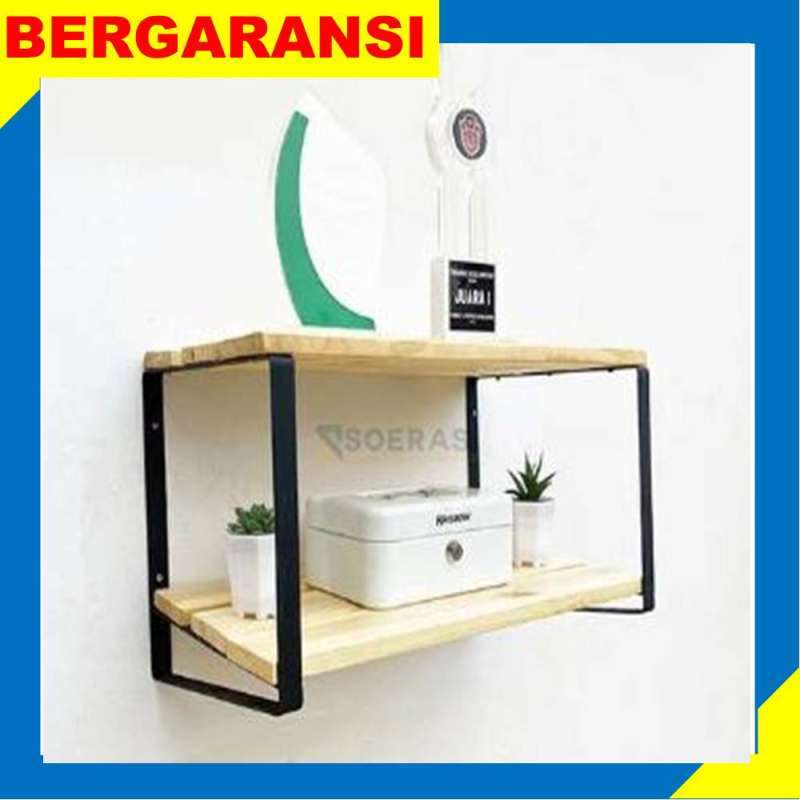 Jual Rak dinding buku helm retro besi dan kayu siku guninco minimalis ...