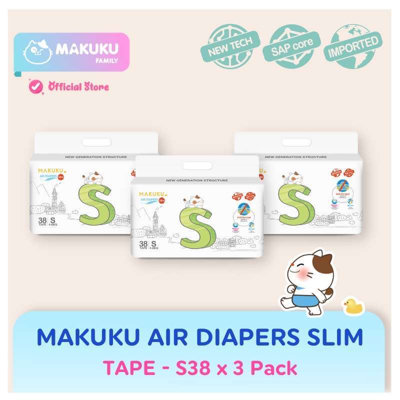 Jual MAKUKU SLIM S38 x 3 PACK AIR DIAPERS COMFORT+ di Seller Rumah Superskai Official Store ...