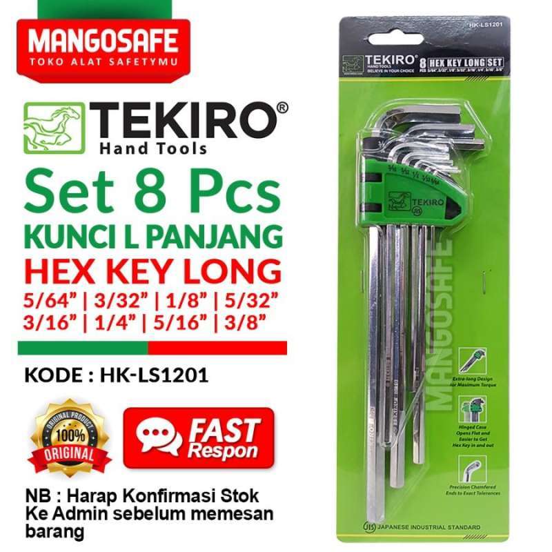 Jual Set 8pcs 5/64 - 3/8 Inch Kunci L Panjang Sae Tekiro 8 Pcs Long Hex ...