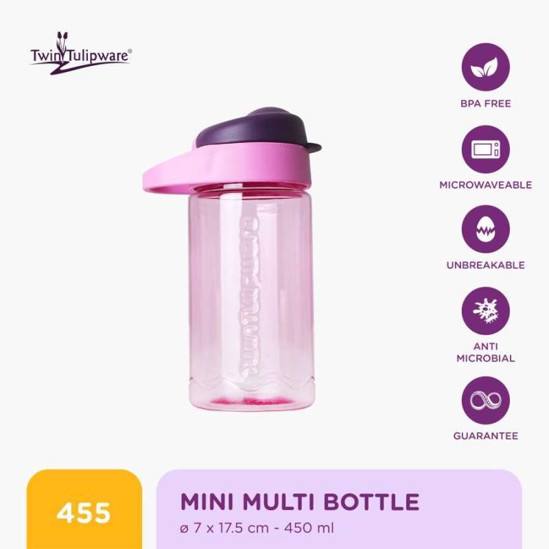 Jual Botol Minum Twin Tulipware Mini Multi Bottle 450 ML - Pink Lady di ...