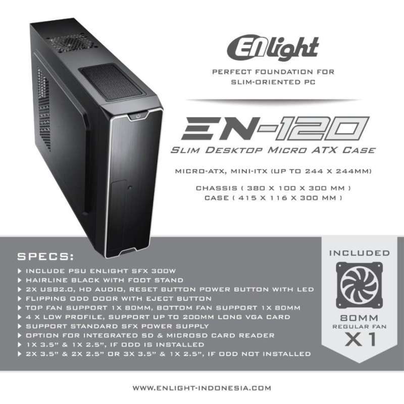 Jual ENLIGHT EN-120 USB 3.0 Micro ATX Slim Tower Include PSU SFX 300W ...