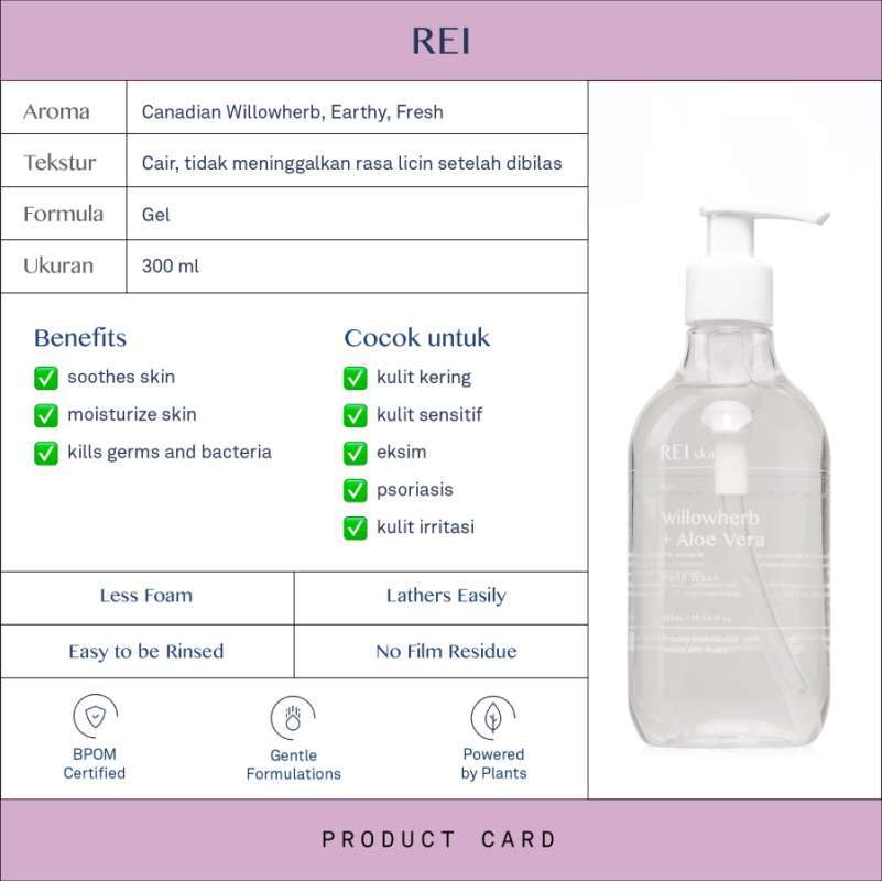 Promo Rei Skin Willowherb + Aloe Vera Hand Wash 300 Ml Diskon 5% Di ...
