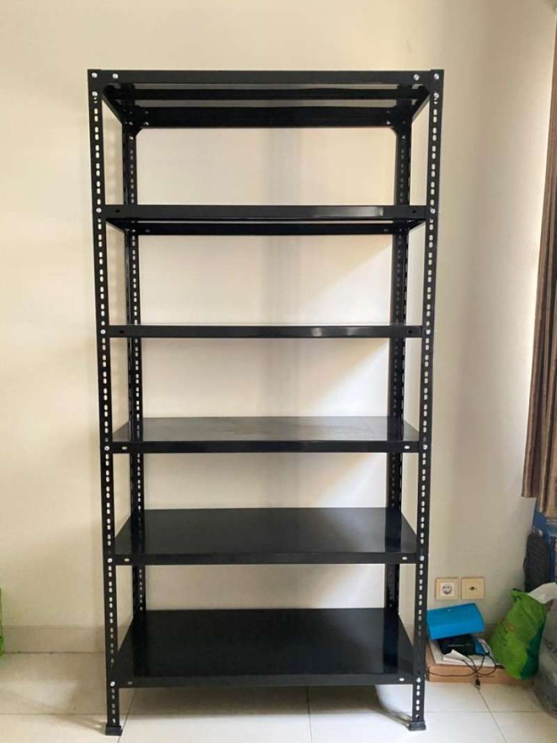 Promo Rak Besi Siku Lubang 6 Susun Ukuran 120X40X200 Cm - Hitam Diskon ...