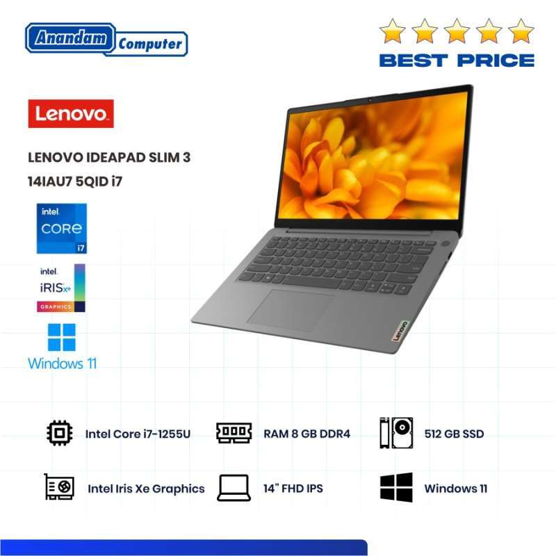 Jual Lenovo IdeaPad Slim 3 14IAU7 5QID i7-1255U 8GB SSD 512GB 14' W11 ...