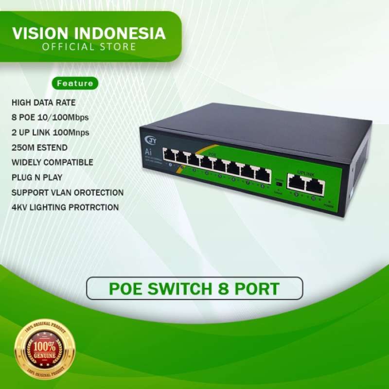 Jual POE SWITCH HUB POE 8+2 PORT / POE SWITCH 8 PORT SUPPORT ALL IP ...