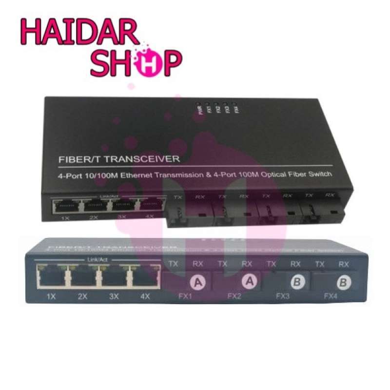 Promo Media Converter Ethernet Fiber Switch 4 FO 4 LAN 10/100 4 SC 4 ...