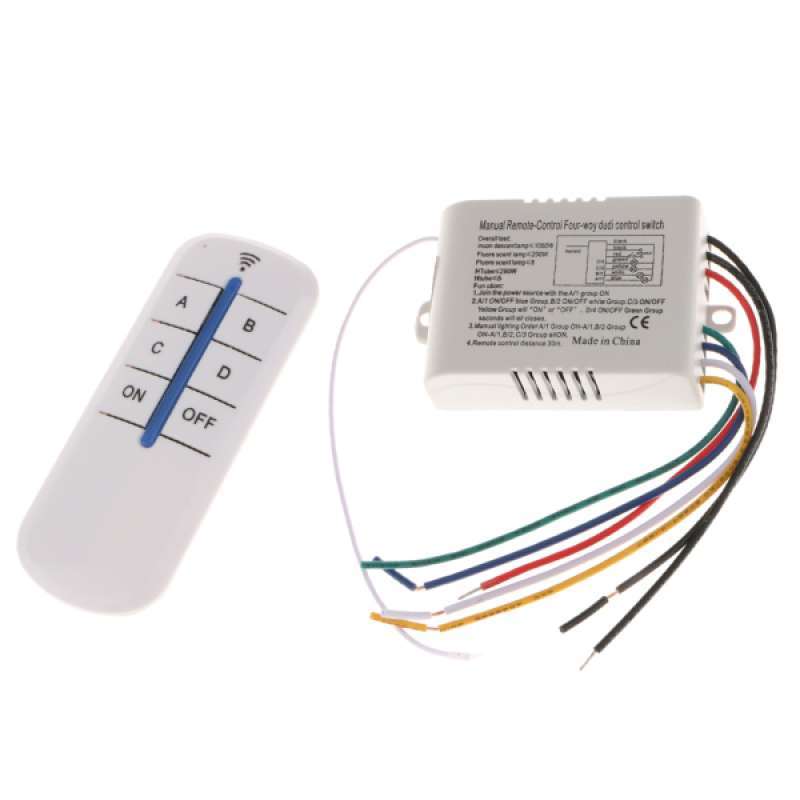 Promo 4 Way ON/OFF Light Switch RF Remote Controlled Switch Receiver ...