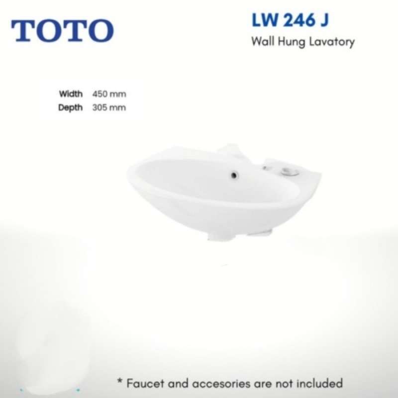 Promo TOTO Wastafel Gantung Keramik Wall Hung LW246J Body Only Diskon ...