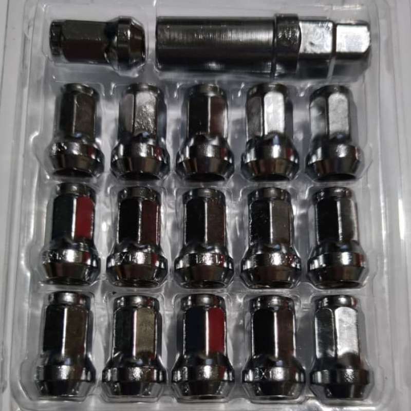 Jual 16 Pcs + 1 Kunci Mur Roda Max Guard M12 X 1.5 Warna Chrome Anti ...