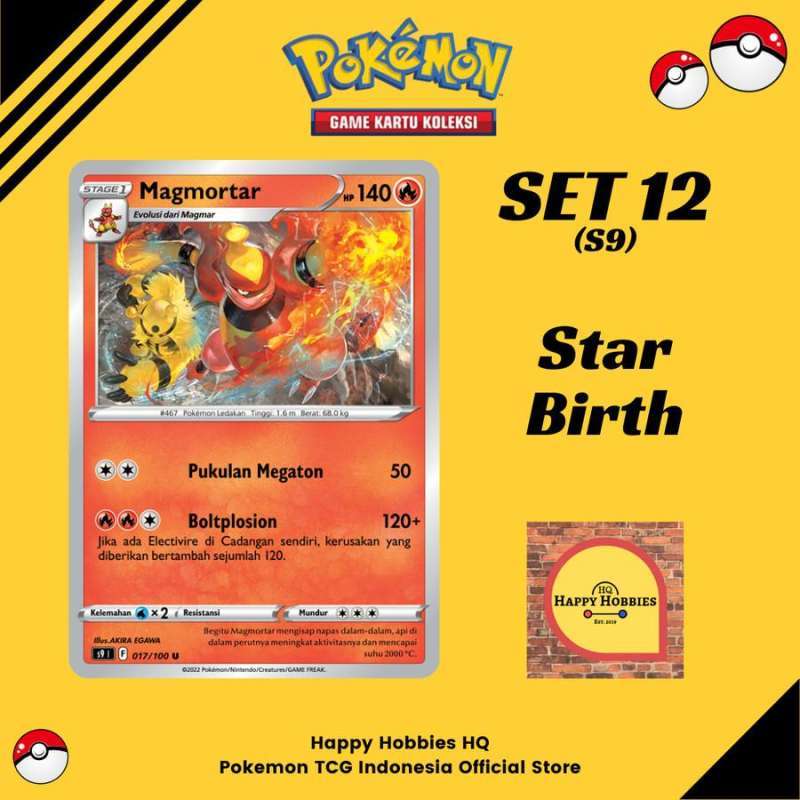 Jual Pokemon TCG Indonesia S9 017/100 Magmortar di Seller Happy Hobbies HQ Official Store ...