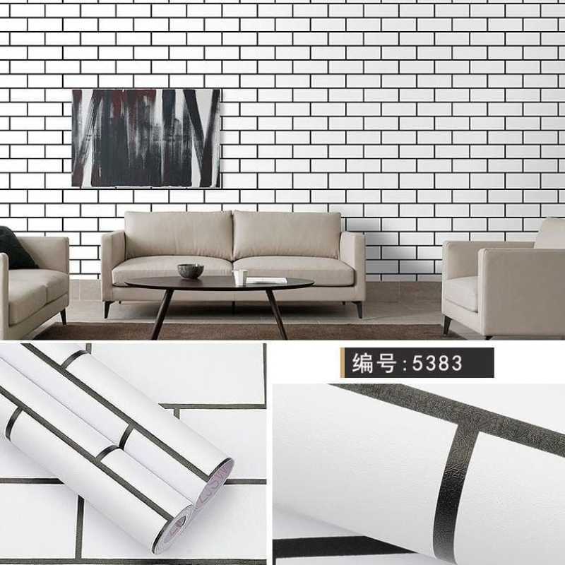 Promo Wallpaper Sticker Dinding Batu Bata Putih List Hitam Minimalis 10 ...