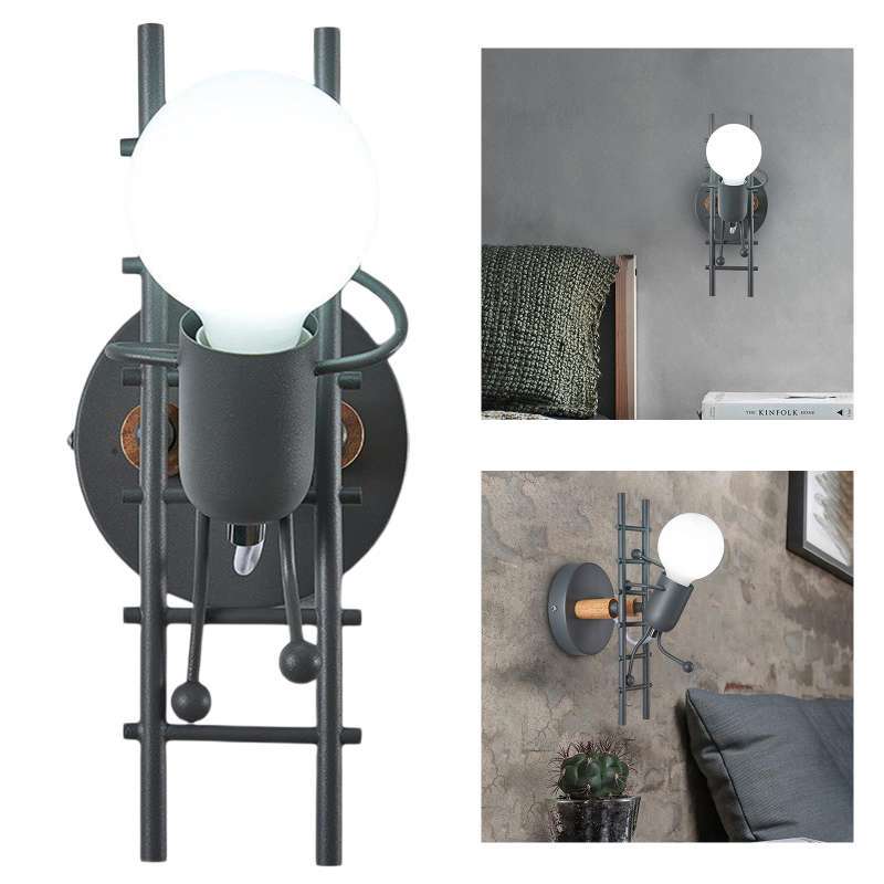 Promo LED Wall Light Fixtures Indoor Creative Cartoon Little People ...
