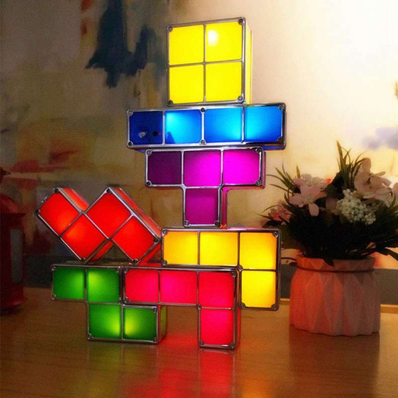 Jual Tetris Block Night Light Stackable Puzzles Lamp LED Induction ...