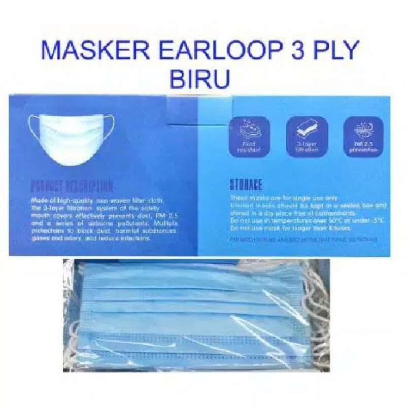 Jual Masker 3ply 1box 50pcs Facemask Earloop Disposable Mask Box Di ...