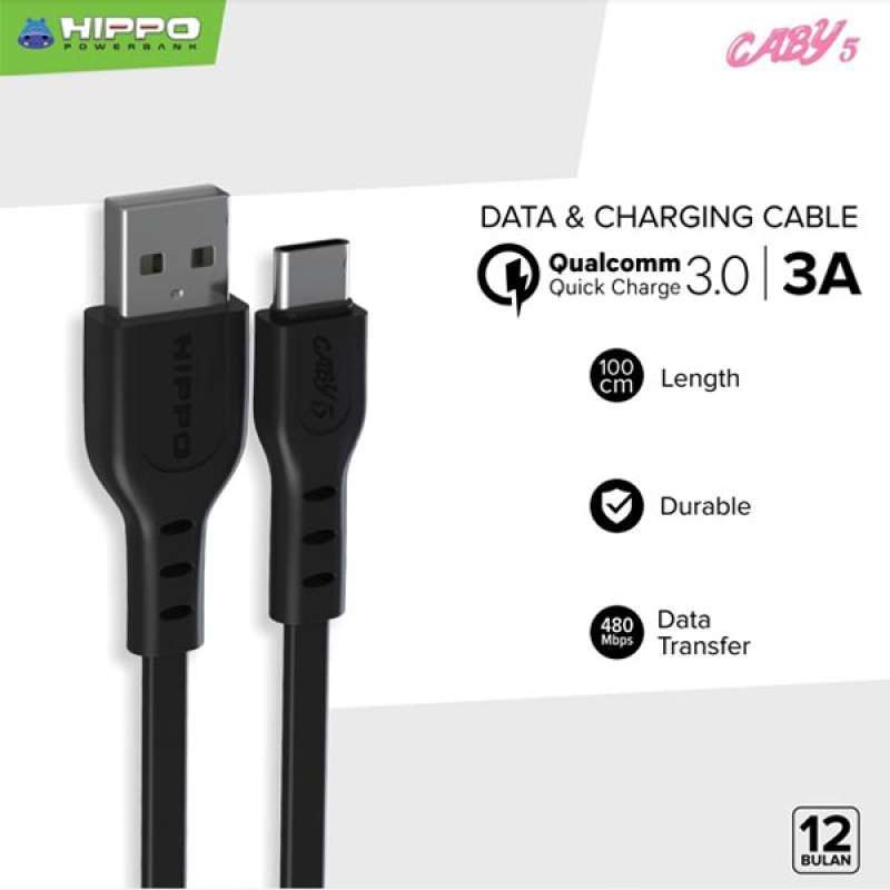 Jual Hippo Kable Data Type C USB Caby 5 Quick Charging 3.0 100CM ...