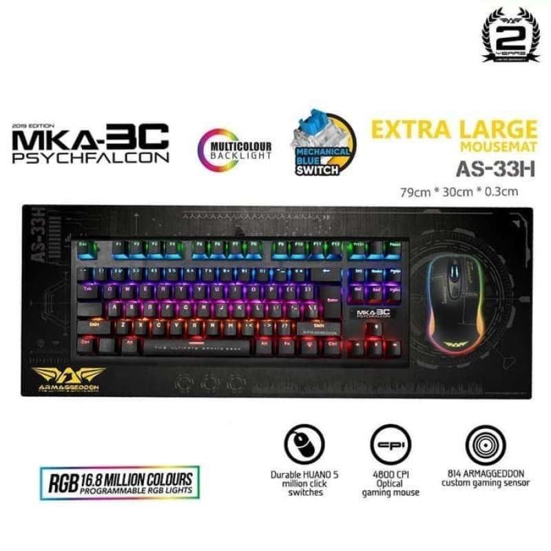 Jual Armaggeddon Gaming Keyboard MKA-3C + Mousematt AS33H Free Mouse ...