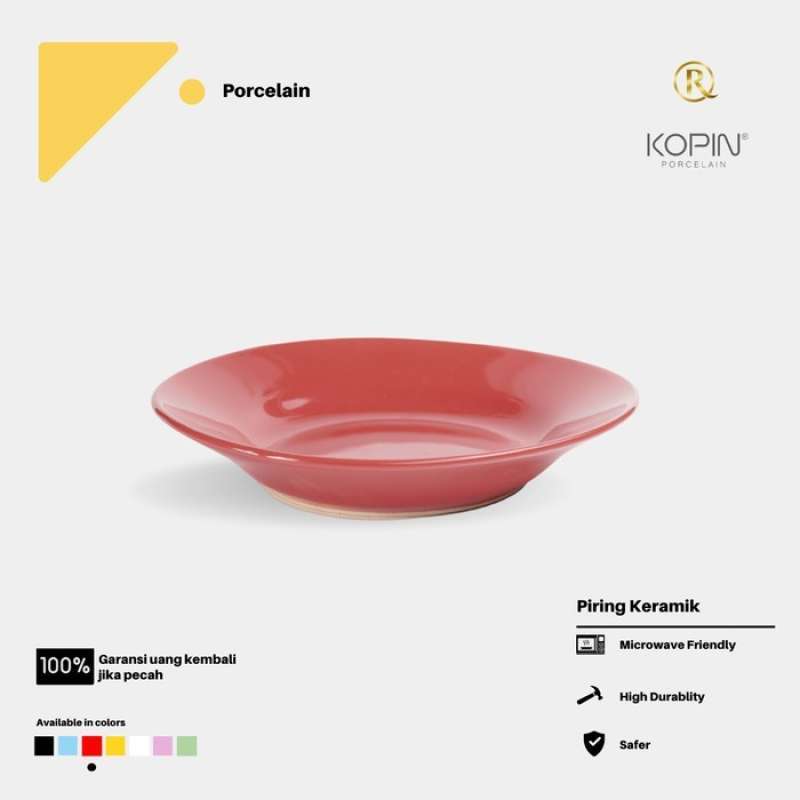 Jual Piring Makan Keramik 8.5inch 22cm Merah Polos Piring Nasi, Mie di ...