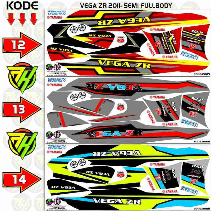 Jual YAMAHA VEGA ZR 2011- Semi Fullbody Series striping stiker decal ...